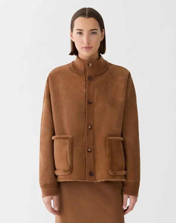 Lafayette 148 New York Merino Shearling Reversible Bomber Jacket