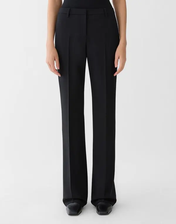 Lafayette 148 New York Responsible Stretch Wool Greene Straight Pant - Black