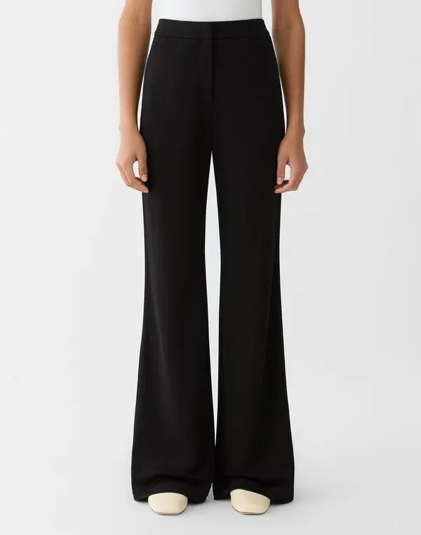 Lafayette 148 New York Double Knit Jersey High Rise Flared Pants - Black