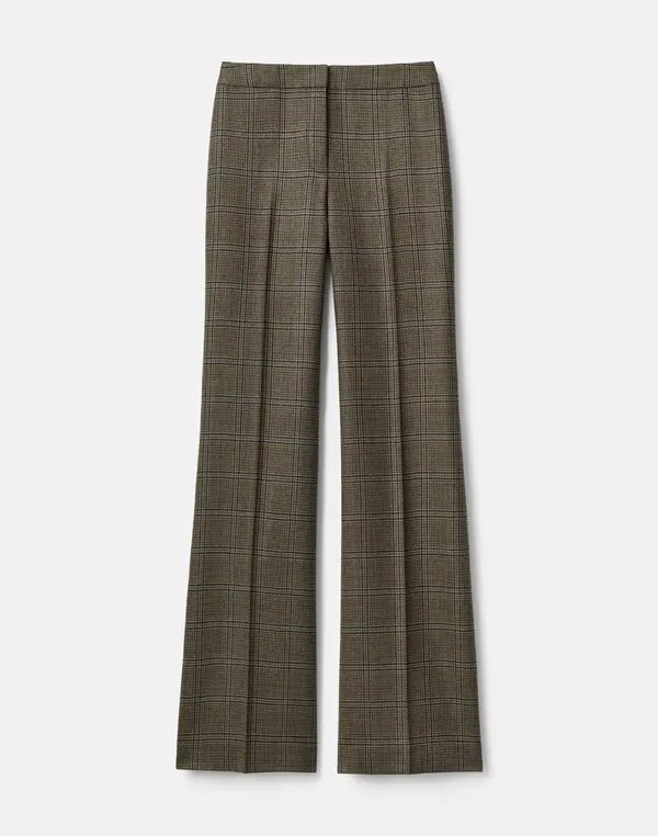 Lafayette 148 New York Wool Glen Plaid Lafayette Flare Pant - Olive Multi
