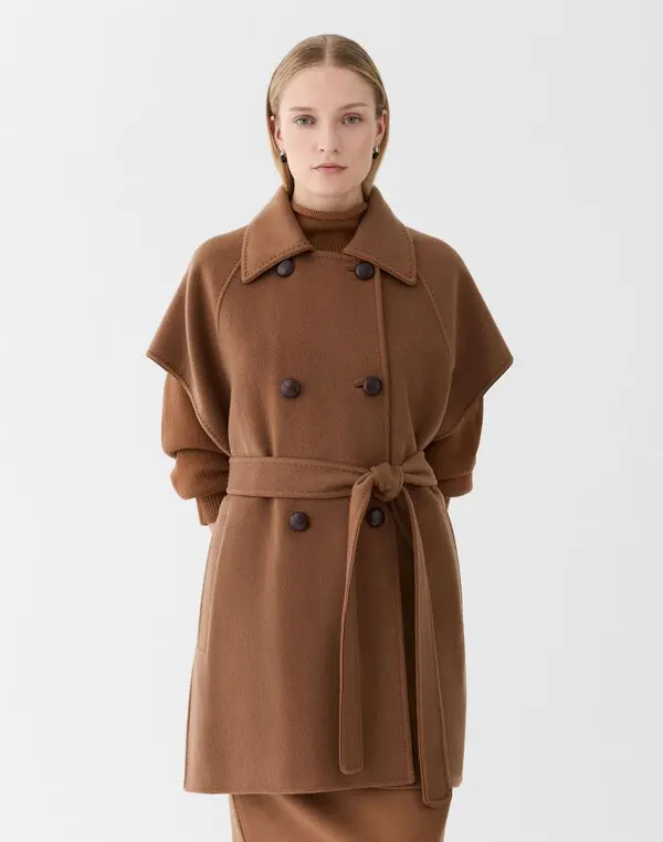 Lafayette 148 New York Cashmere Double Face Trench Poncho - Vicuna