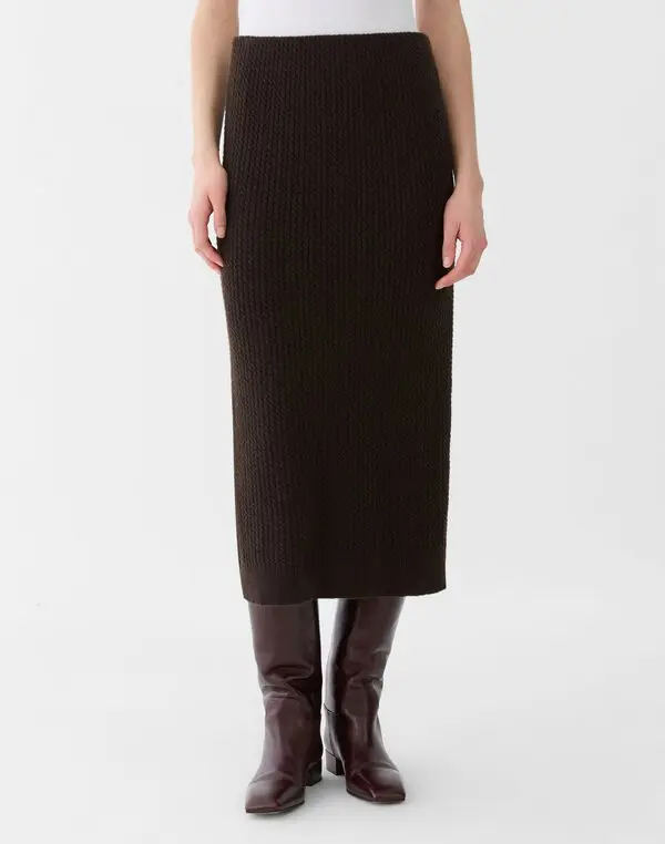 Lafayette 148 New York Cashmere Cable Knit Midi Skirt - Truffle