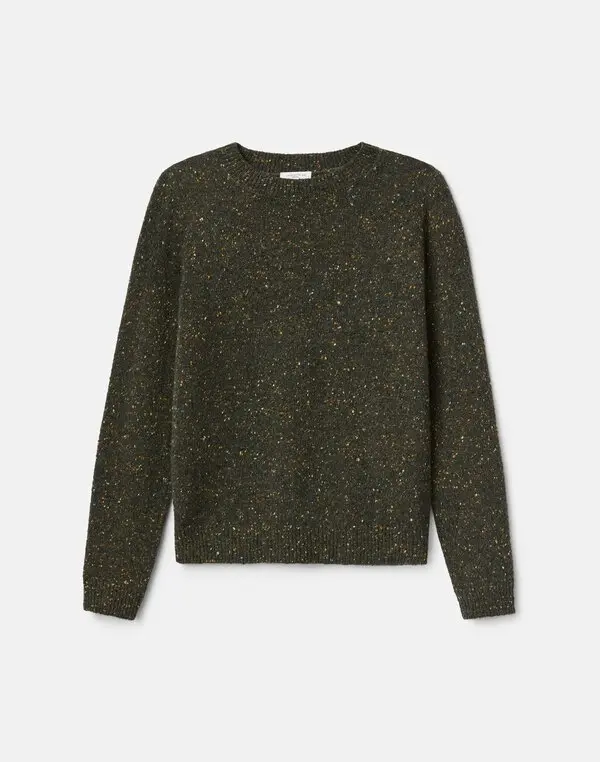 Lafayette 148 New York Cashmere Donegal Crewneck Sweater - Forest Multi