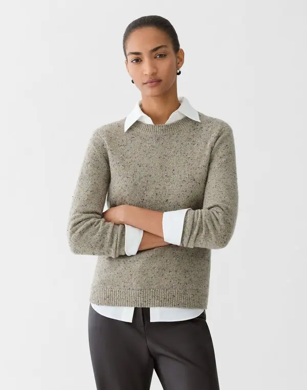Lafayette 148 New York Cashmere Donegal Crewneck Sweater - Osprey Multi
