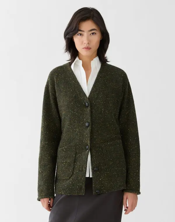Lafayette 148 New York Cashmere Donegal V-neck Cardigan