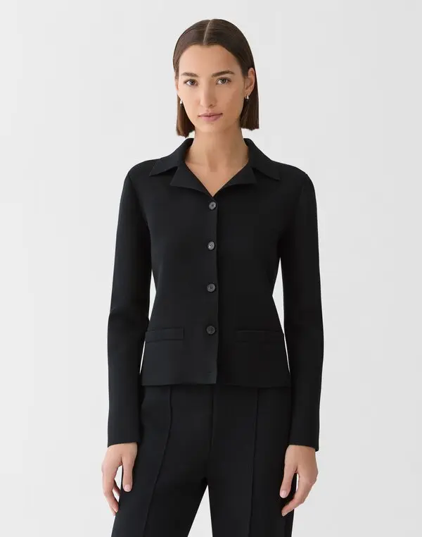 Lafayette 148 New York Matte Crepe Knit Blazer - Black
