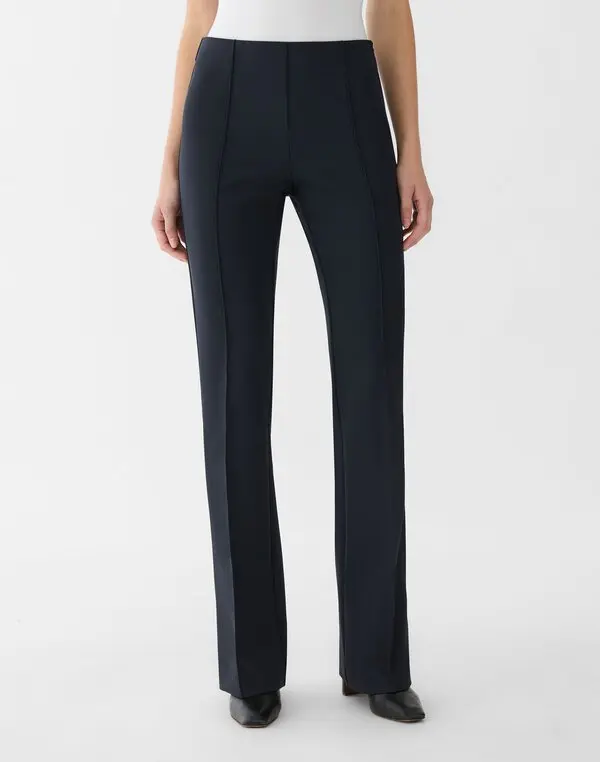 Lafayette 148 New York Stretch High Rise Flared Pants - Blue Ink