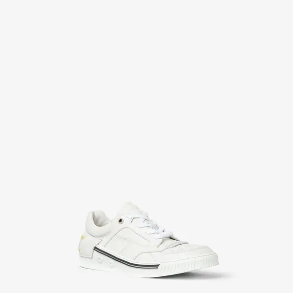Fendi Fender Lace-up Calfskin Trainers - White
