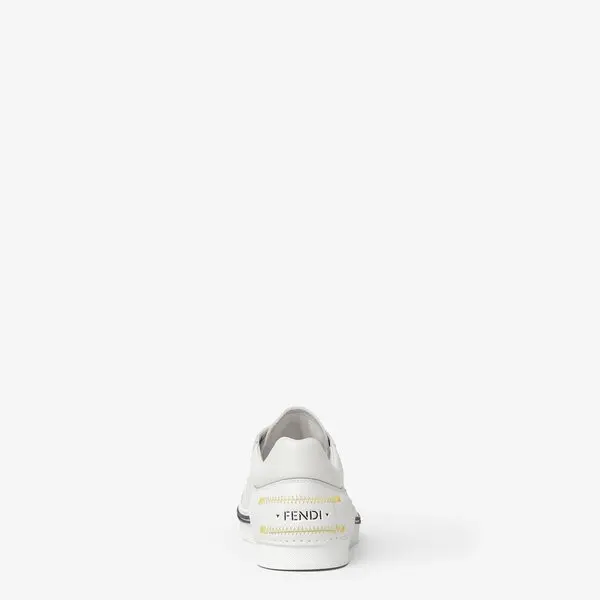 Fendi Fender Lace-up Calfskin Trainers - White