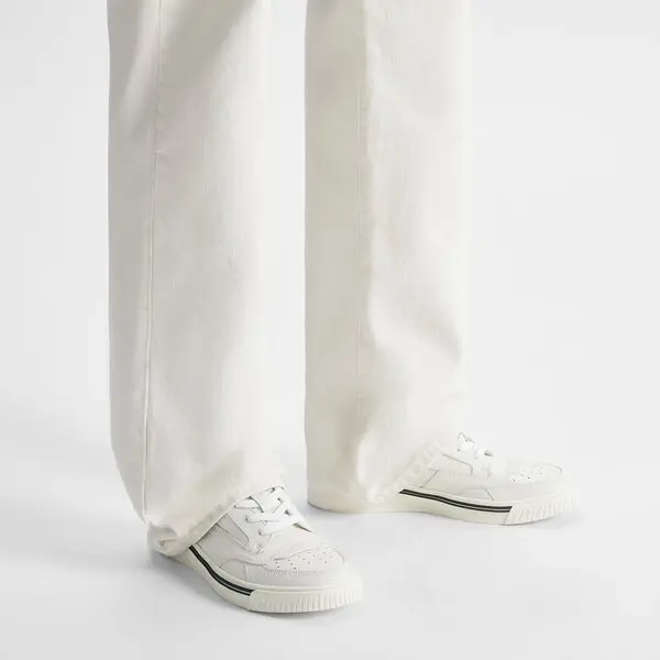 Fendi Fender Lace-up Calfskin Trainers - White