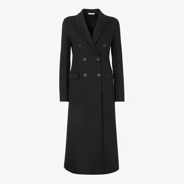 Fendi Double-breasted Peak Lapel Wool Coat - Black