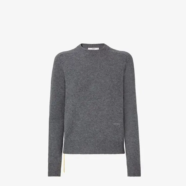 Fendi Cashmere Jumper With Embroidered Logo - Grey