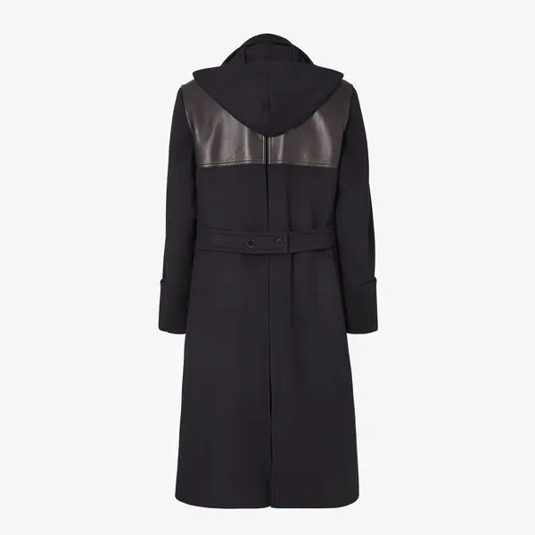 Fendi Double-breasted Wool And Leather Parka