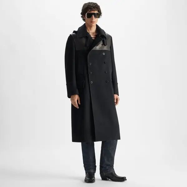 Fendi Double-breasted Wool And Leather Parka