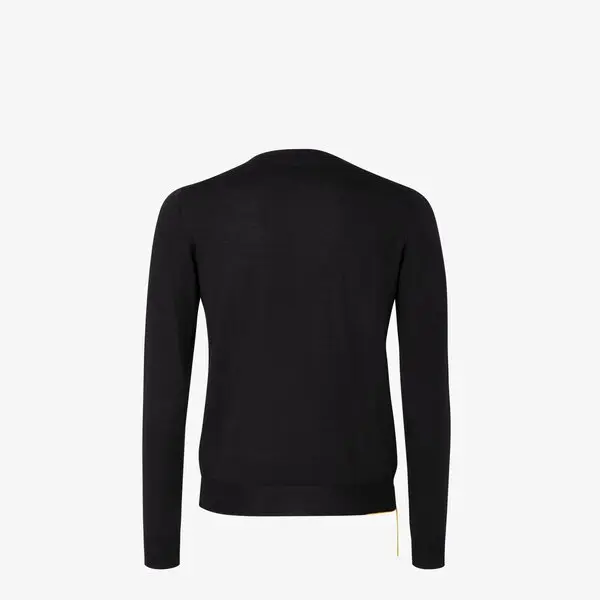 Fendi Long-sleeved Wool Jumper With Contrast Stitching - Black