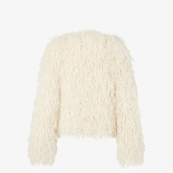 Fendi Textured Bouclé Cashmere & Mohair Jacket - White