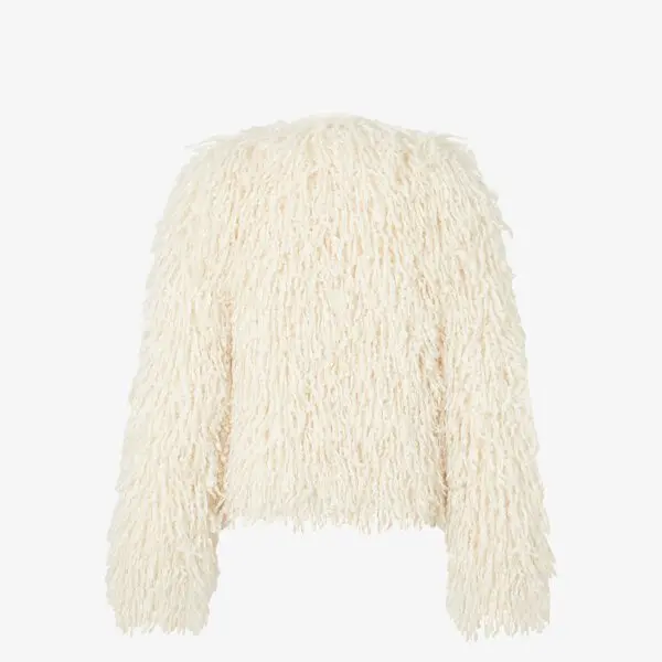 Fendi Textured Bouclé Cashmere & Mohair Jacket - White