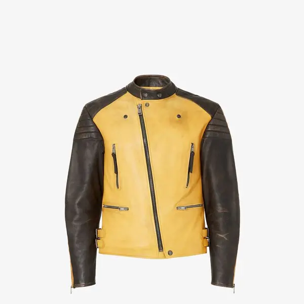 Fendi Leather Biker Jacket - Yellow