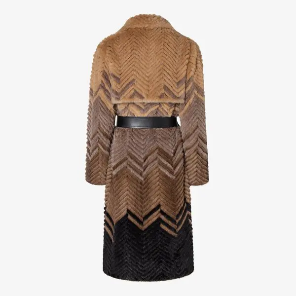 Fendi Long Trench Coat With Chevron Motif