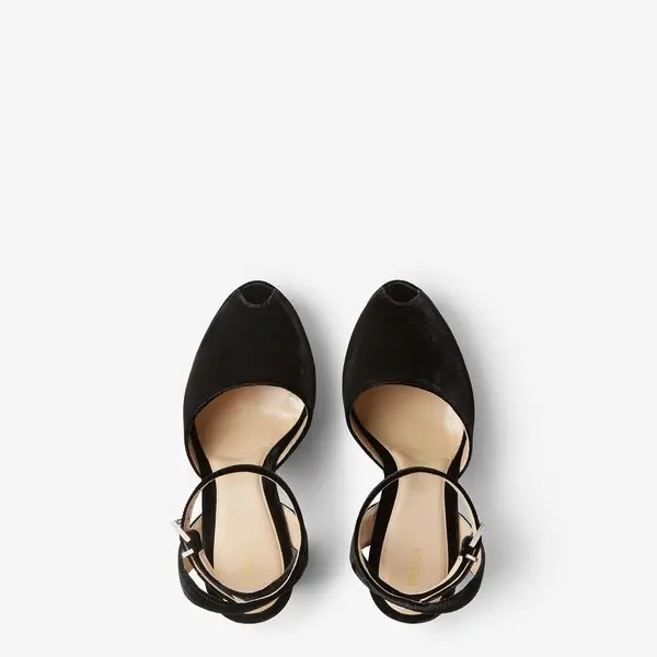 Fendi Velvet Platform Sandals - Black