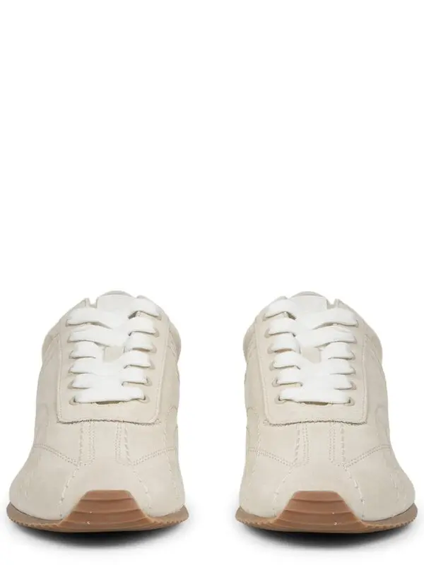 TOTEME Suede Lace-up Sneakers - Cream