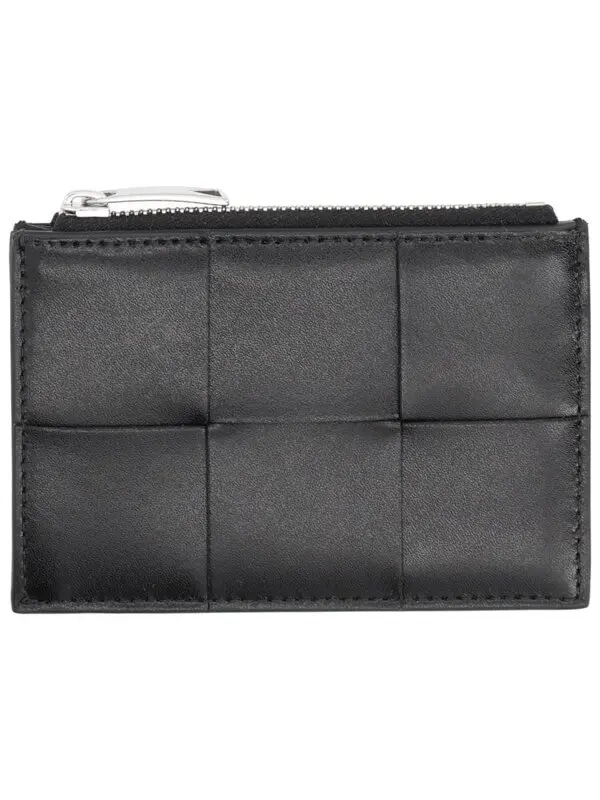 Bottega Veneta Card Holder Cassette With Zipper - Black