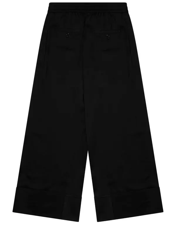 TOTEME Wide Leg Satin Trousers - Black