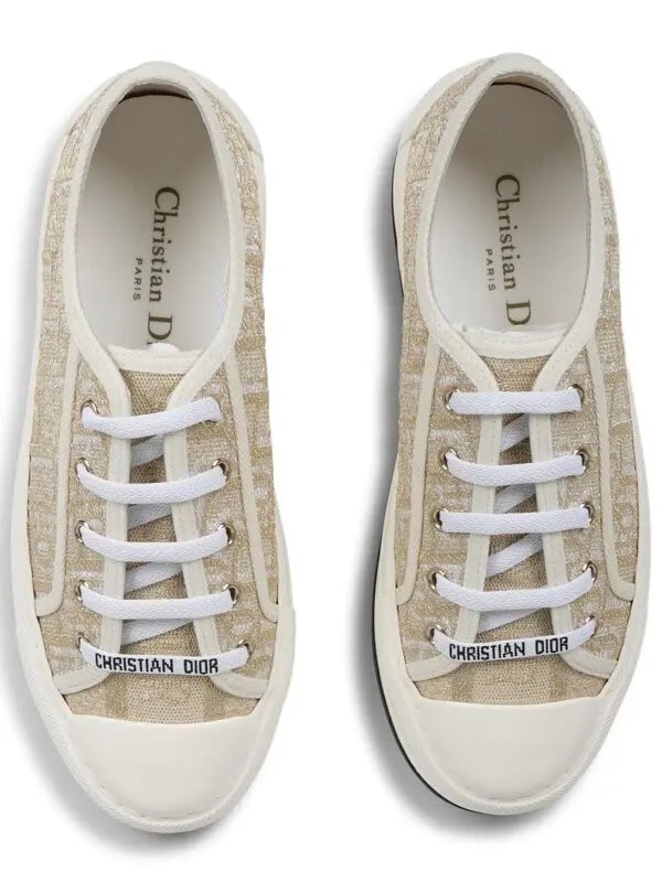 Dior Canvas Logo Sneakers - Gold