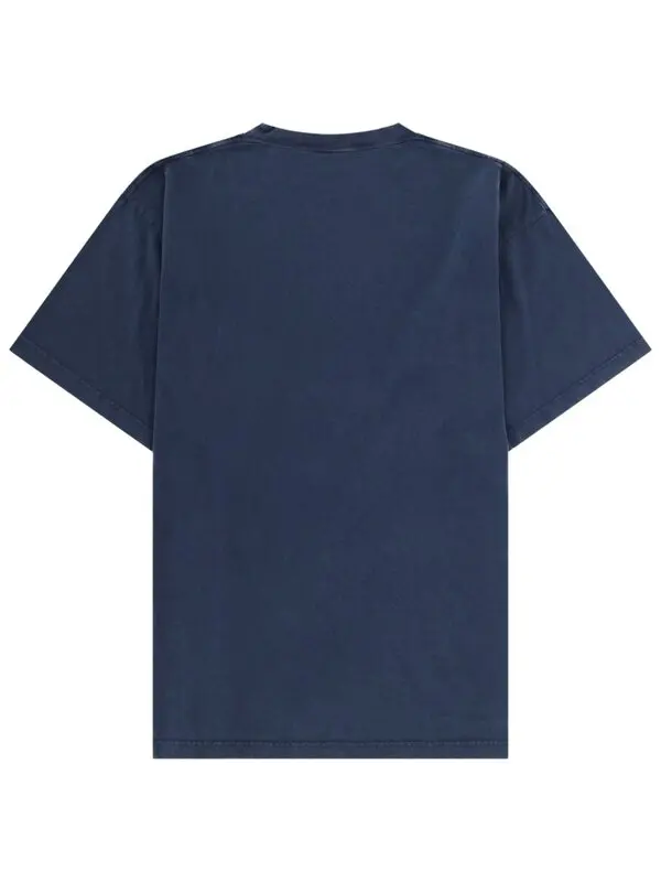 Balenciaga T-shirt Con Logo Ricamato - Blue