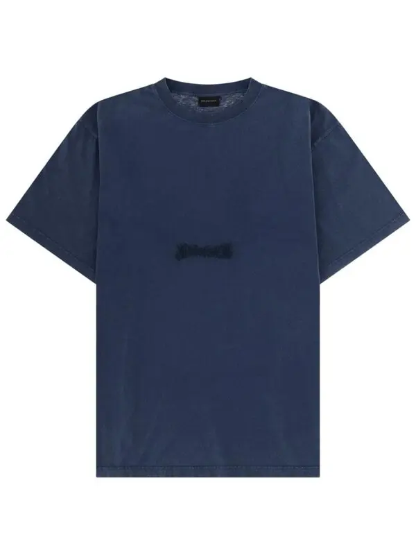 Balenciaga T-shirt Con Logo Ricamato - Blue
