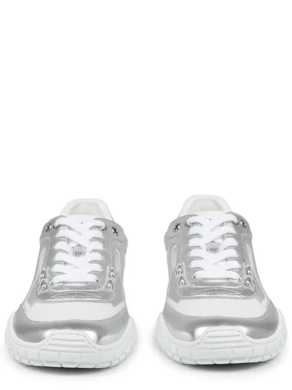 Dior Leather Logo Sneakers - Silver
