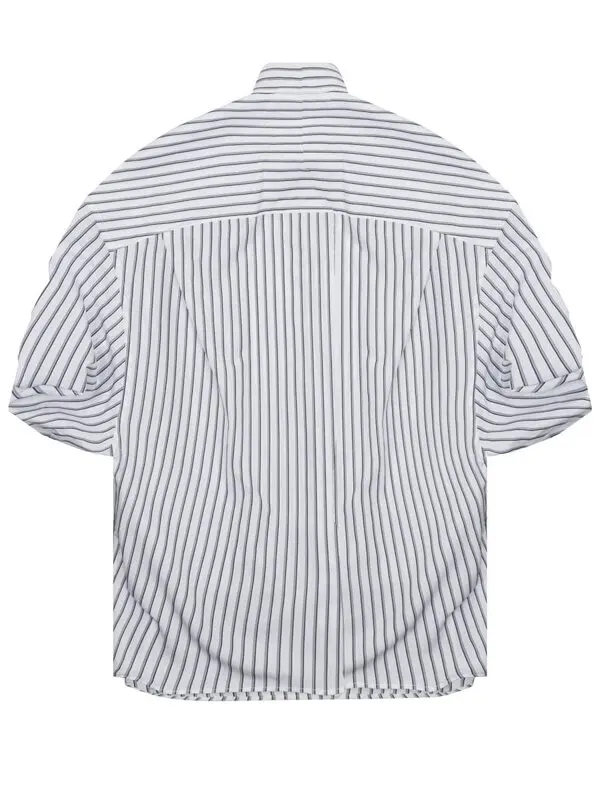 Balenciaga Striped Cotton Shirt With Lapels - Blue