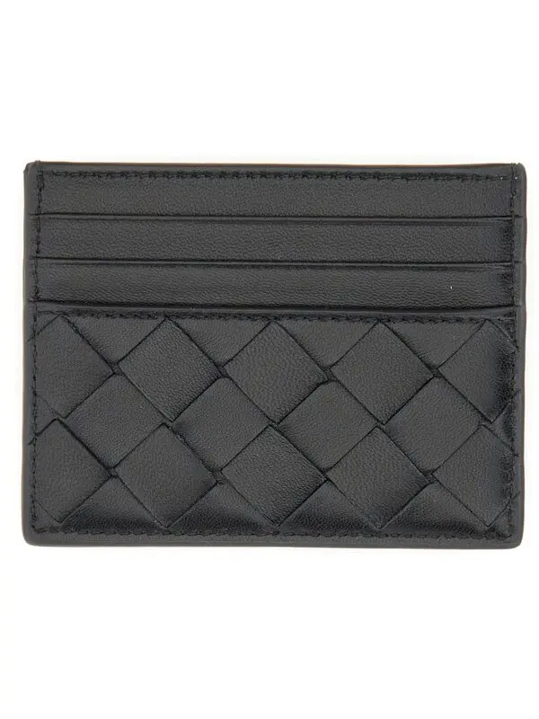 Bottega Veneta Woven Leather Card Case - Black