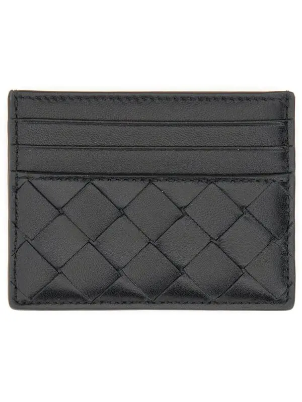 Bottega Veneta Woven Leather Card Case - Black