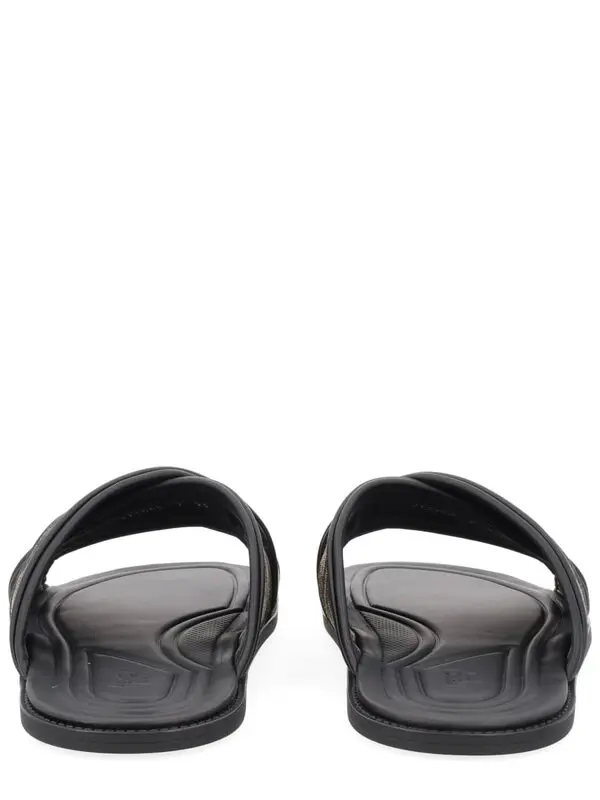 Fendi Cross-strap Logo Slides - Brown