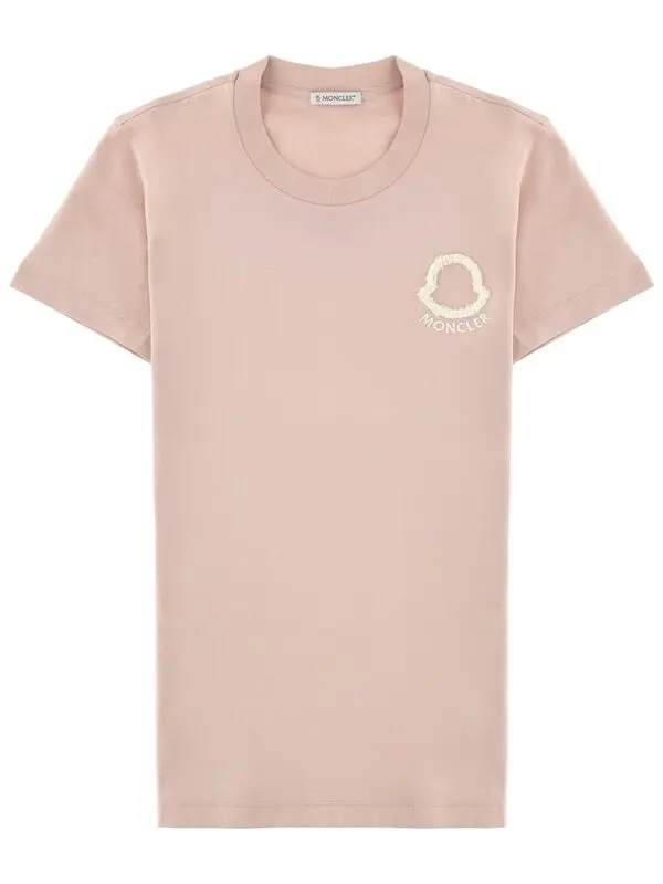 Moncler T-shirt Con Logo Ricamato - Pink