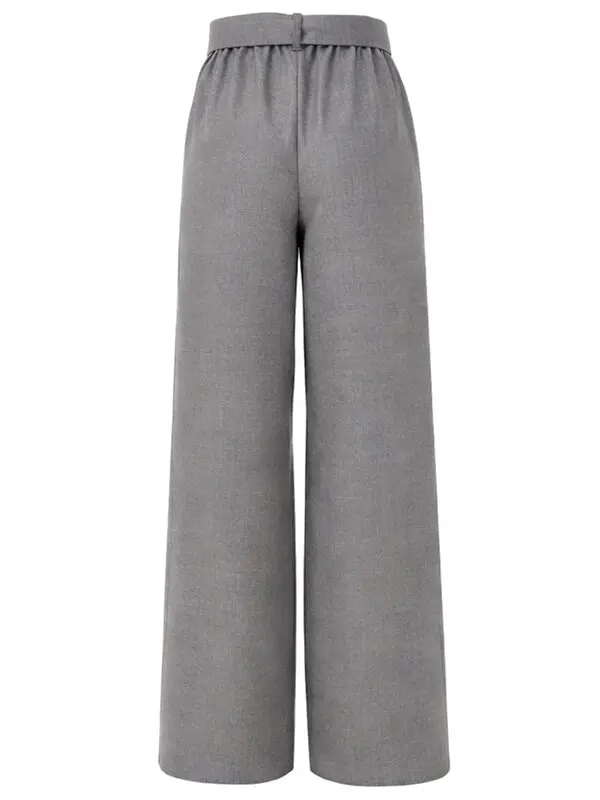 Max Mara Wide Leg 100% Virgin Wool Trousers - Gray