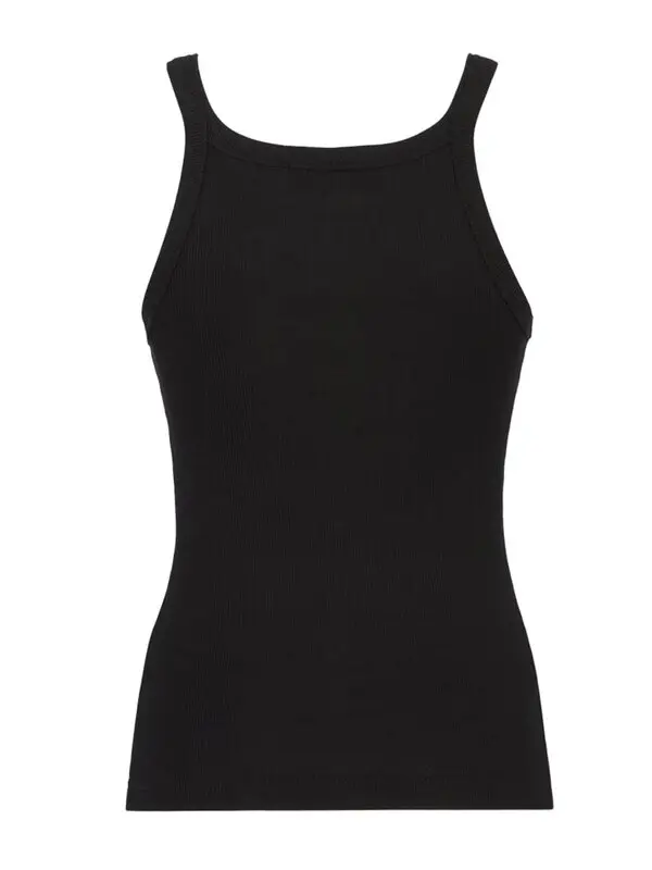 Fendi Fitted Knit Top With Embroidered Logo - Black
