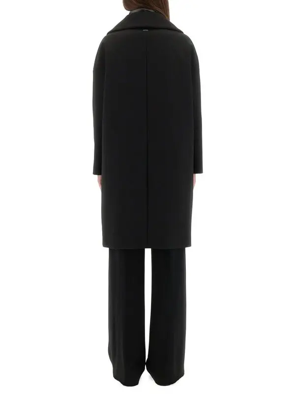 Herno Wool Blend Coat With Technical Bib - Black