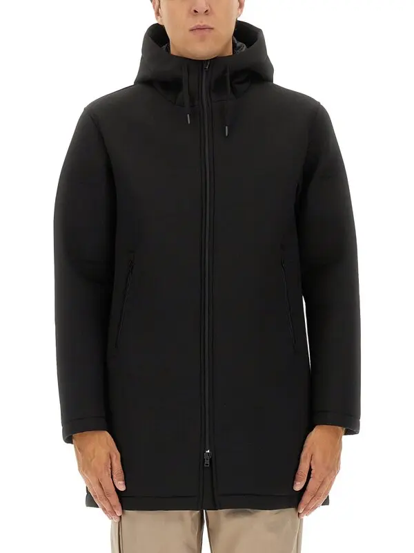 Herno Long Parka In Three Layers Scuba - Black
