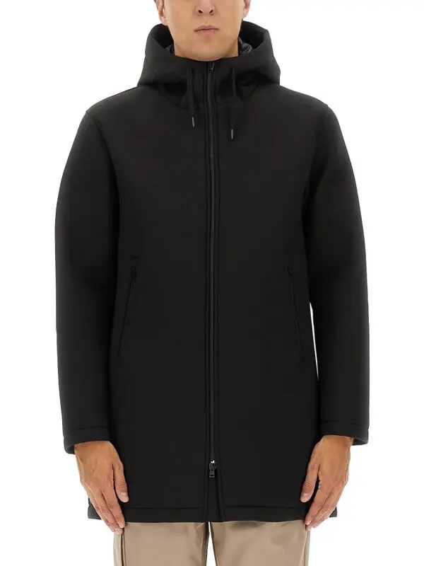 Herno Long Parka In Three Layers Scuba - Black