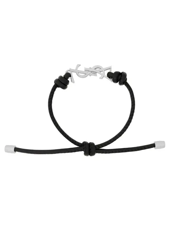 Saint Laurent Bracciale Cassandre In Pelle - Black