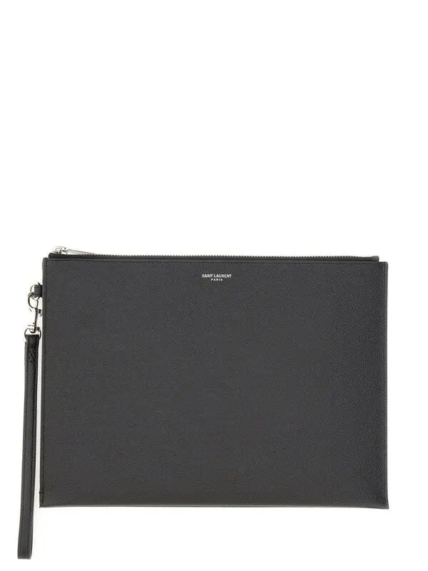 Saint Laurent Porta Tablet Con Zip - Black