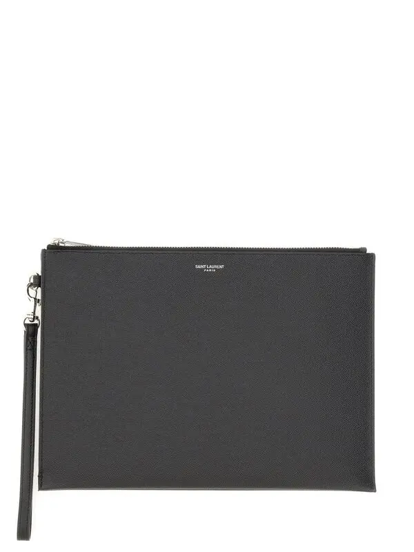 Saint Laurent Porta Tablet Con Zip - Black