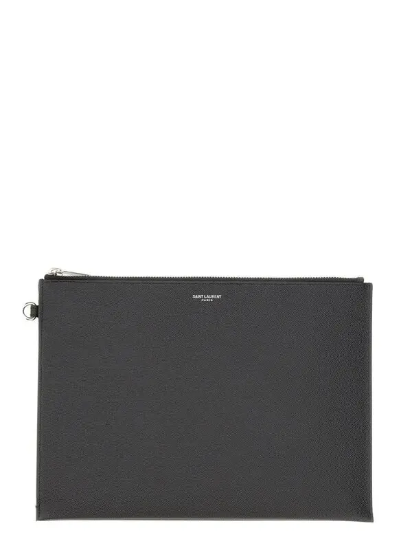 Saint Laurent Porta Tablet Con Zip - Black