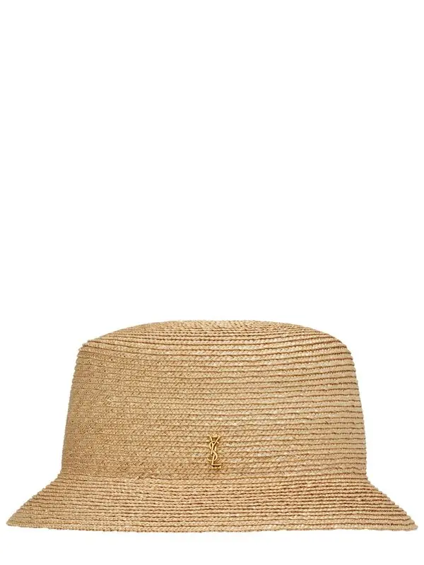Saint Laurent Cappello Fedora In Paglia - Cream