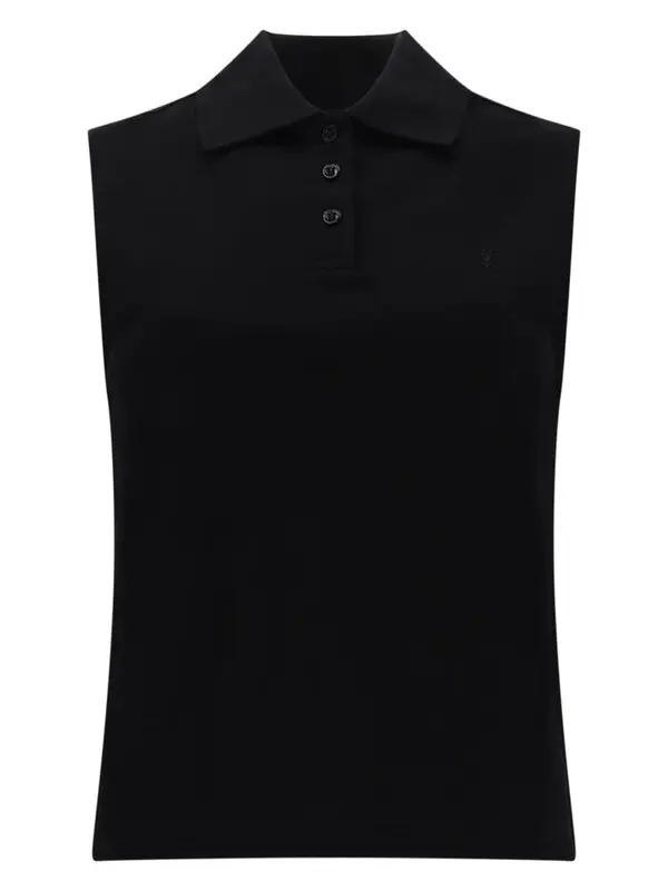 Saint Laurent Sleeveless Polo Top - Black