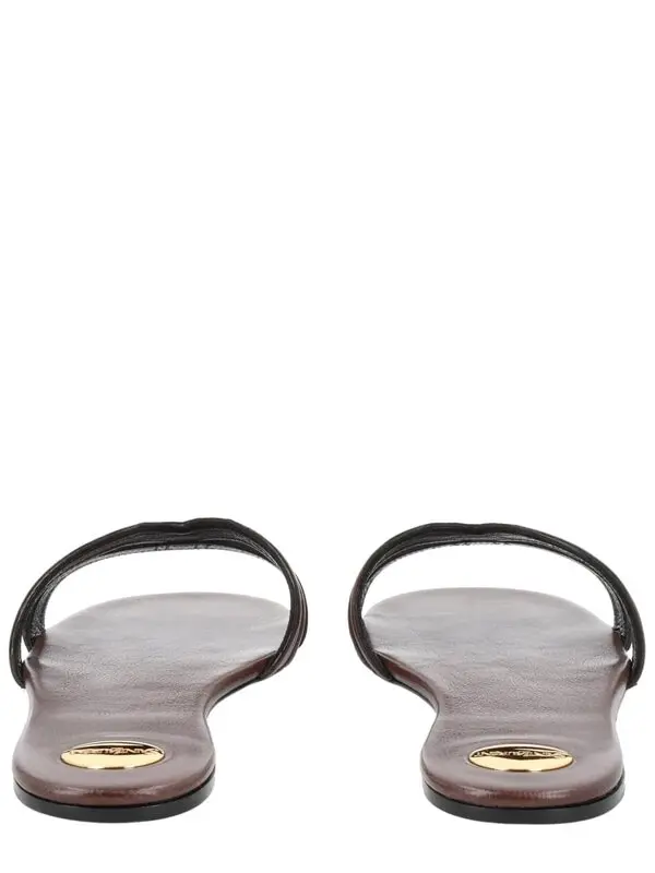 Saint Laurent Mabrouka Leather Slides - Brown