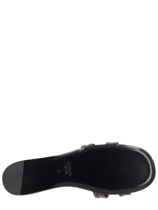 Saint Laurent Mabrouka Leather Slides - Brown