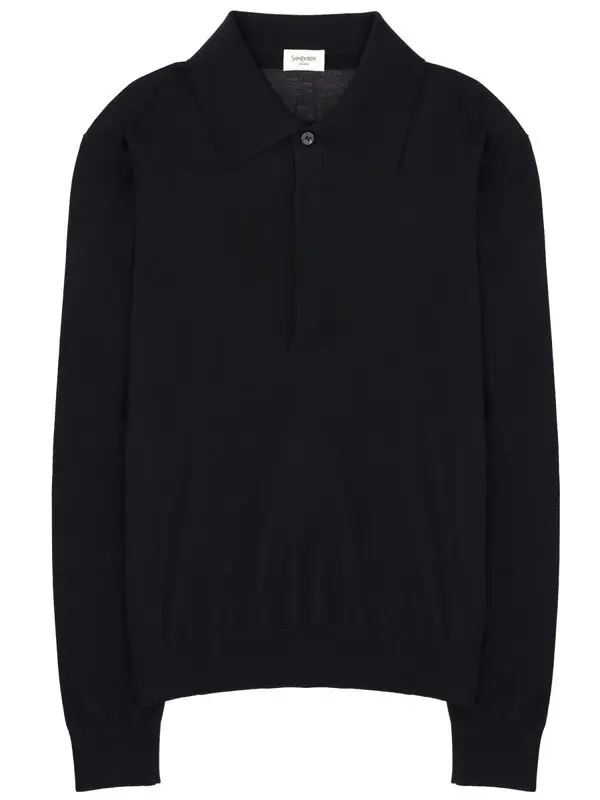 Saint Laurent Polo In Maglia Di Cotone E Seta
